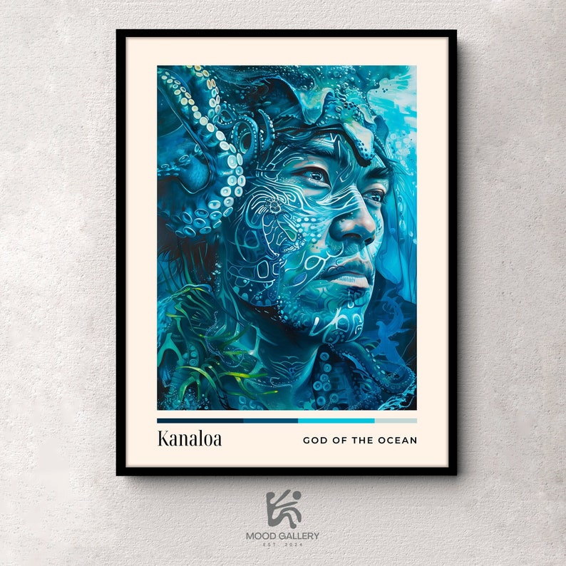 Kanaloa Polynesian God Art Poster, Mythology Wall Decor, Mythical Art Print, Mythological Print ...