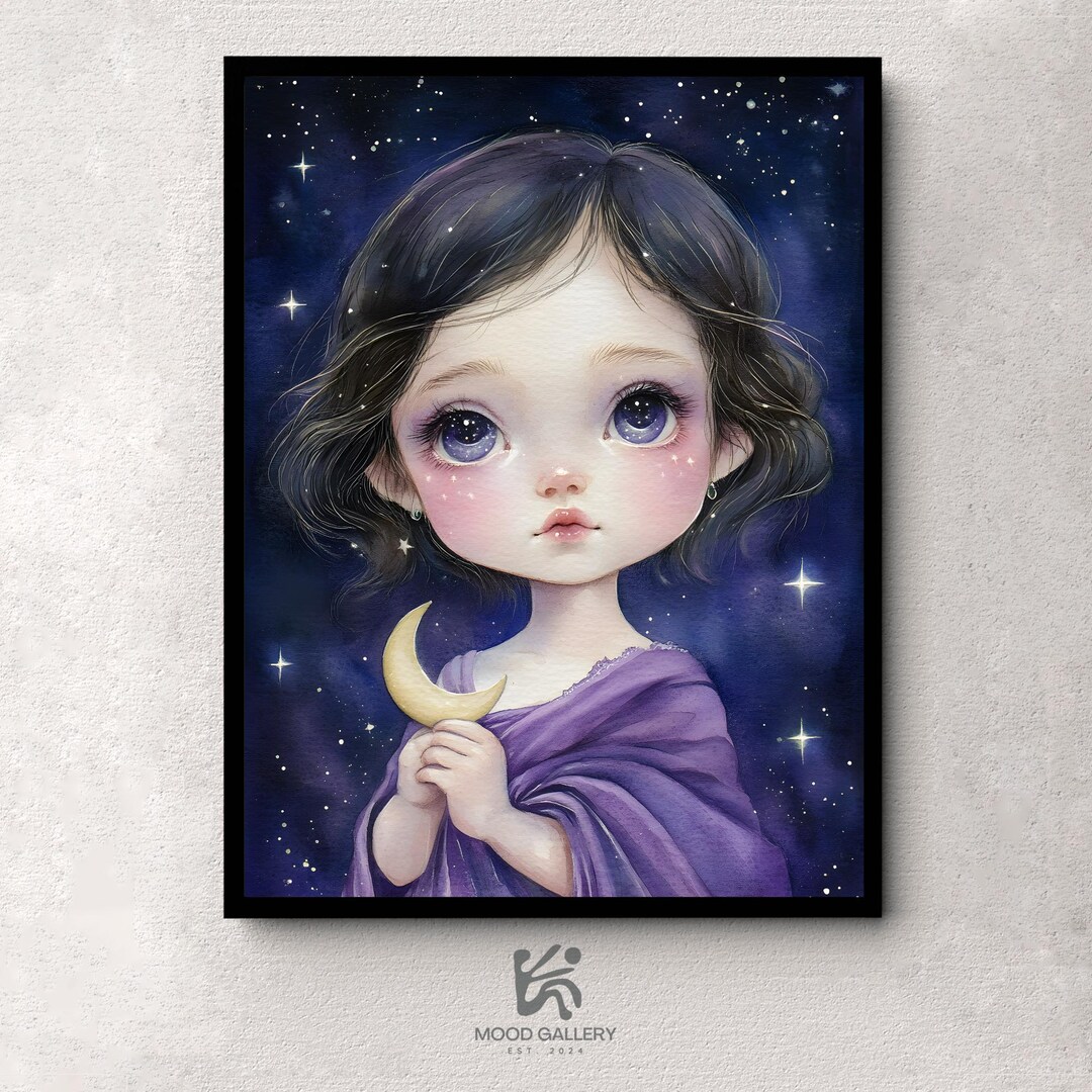 Baby Selene Greek Goddess Art Poster, Mythology Wall Decor, Mythical ...