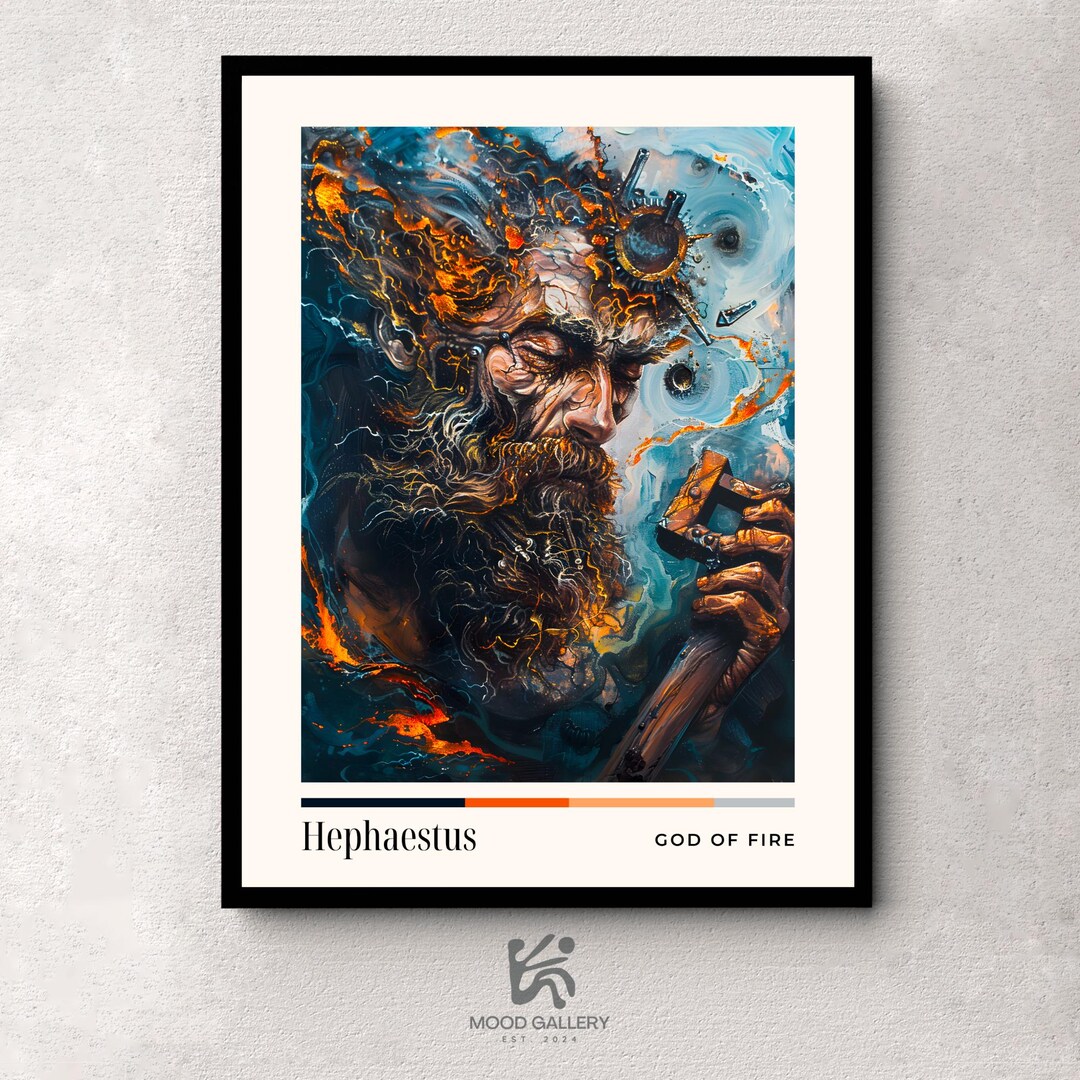 Hephaestus Greek God Art Poster, Mythology Wall Decor, Mythical Art ...