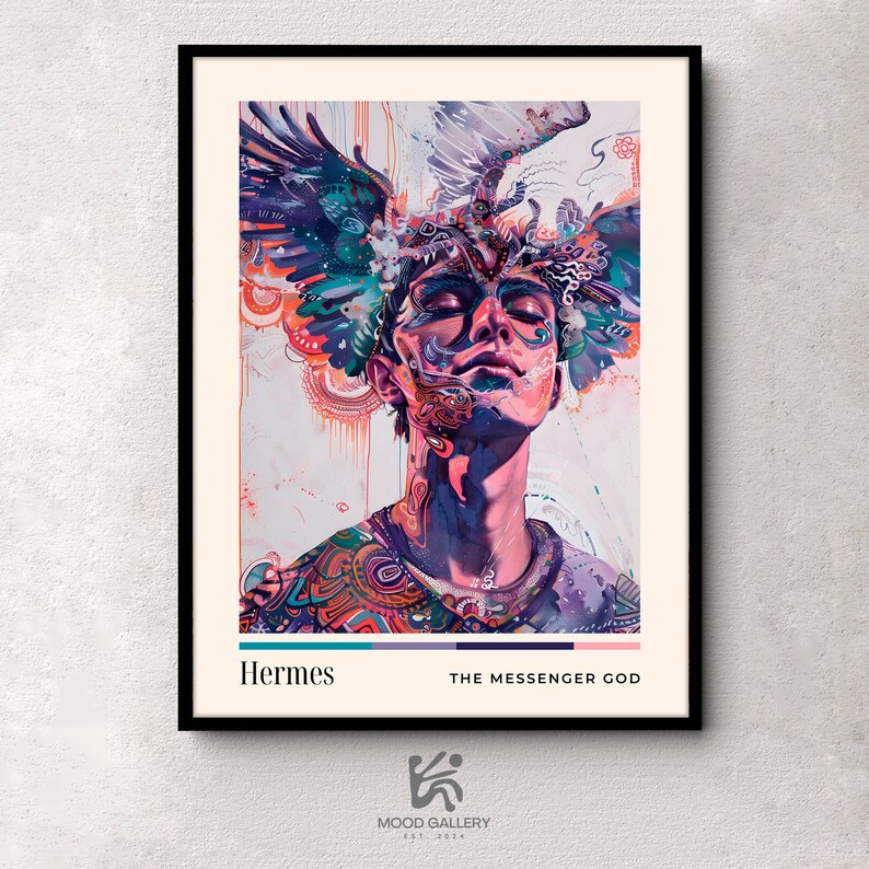 Hermes Greek God Art Poster, Mythology Wall Decor, Mythical Art Print ...