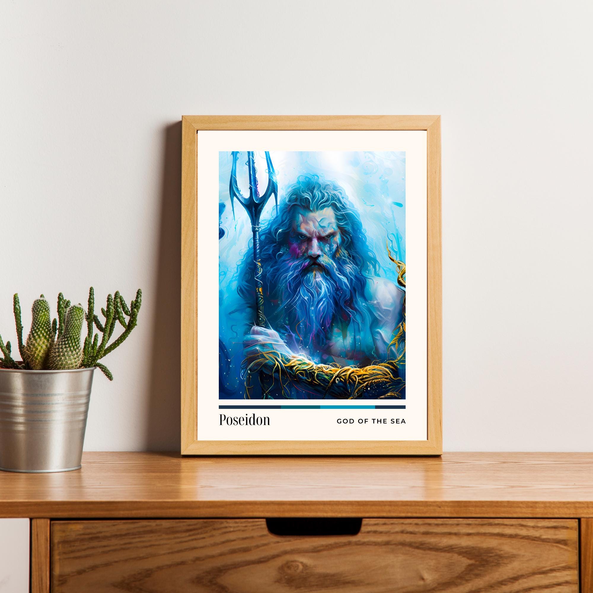 Poseidon Greek God Digital Art Poster, Mythology Wall Decor, Mythical ...
