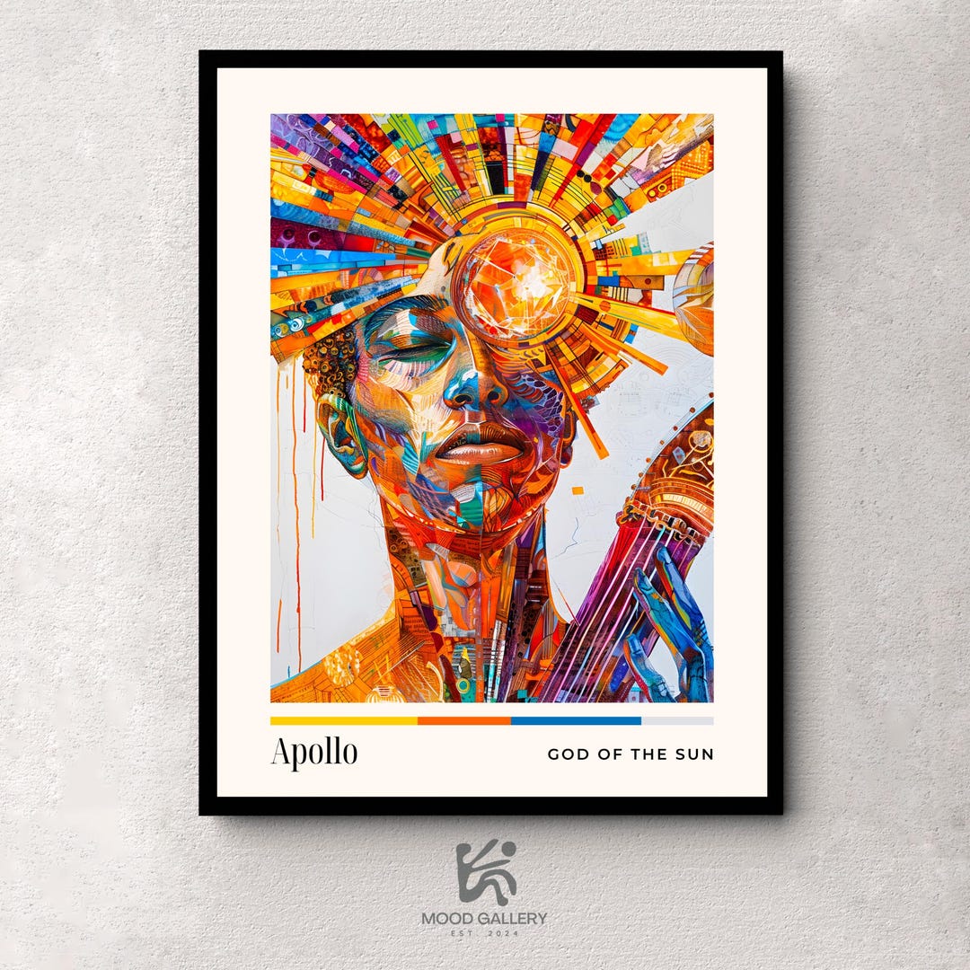 Apollo Greek God Art Poster, Mythology Wall Decor, Mythical Art Print ...