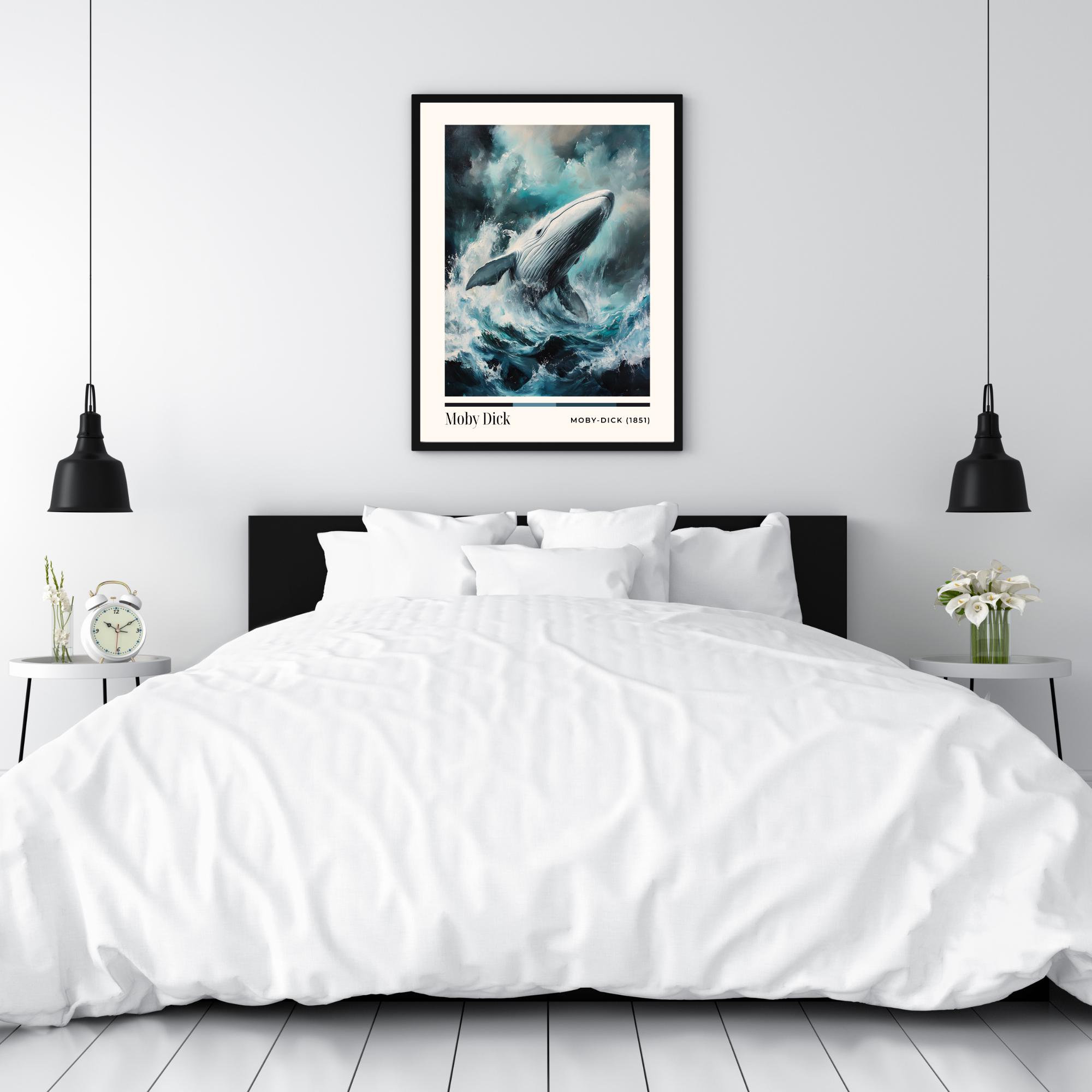 Moby Dick Art Poster, Moby-dick (1851) Iconic White Whale, Classic Sea ...
