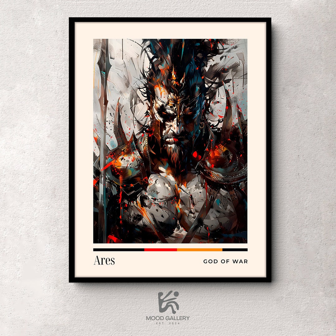 Ares Greek God Art Poster, Mythology Wall Decor, Mythical Art Print ...