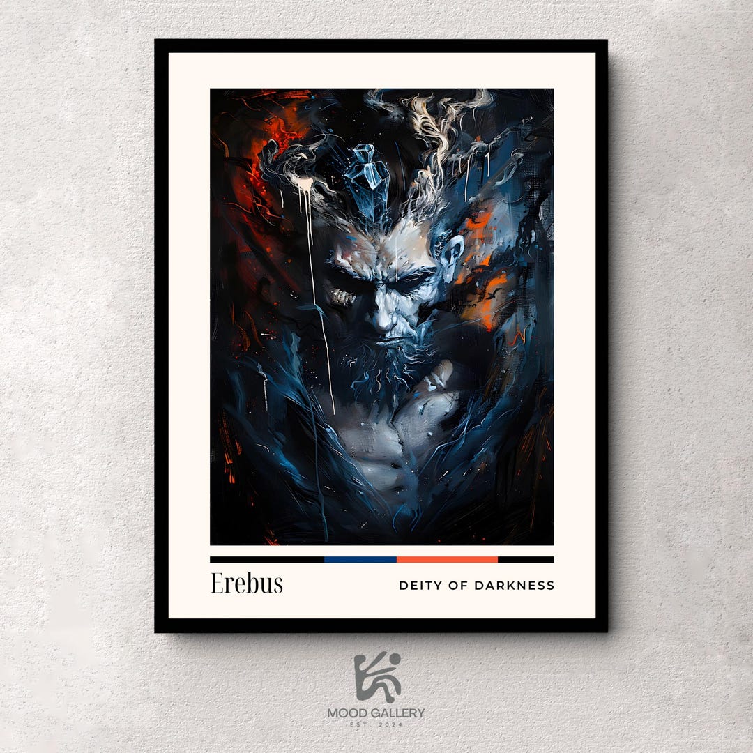 Erebus Art Poster, Mythology Wall Art, Greek Deity Poster, Mythical ...