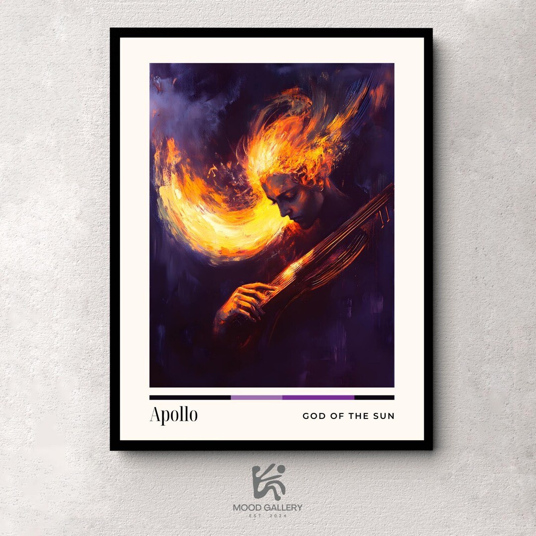 Apollo Art Poster, Greek God of Light and Prophecy, Wiccan Decor, Wall ...