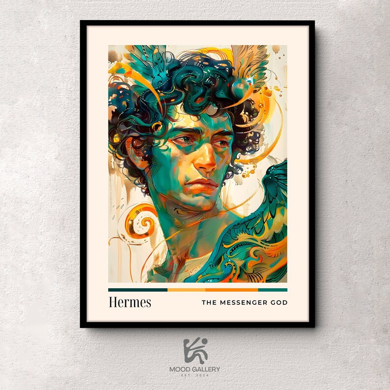 Hermes Greek God Art Poster, Mythology Wall Decor, Mythical Art Print ...