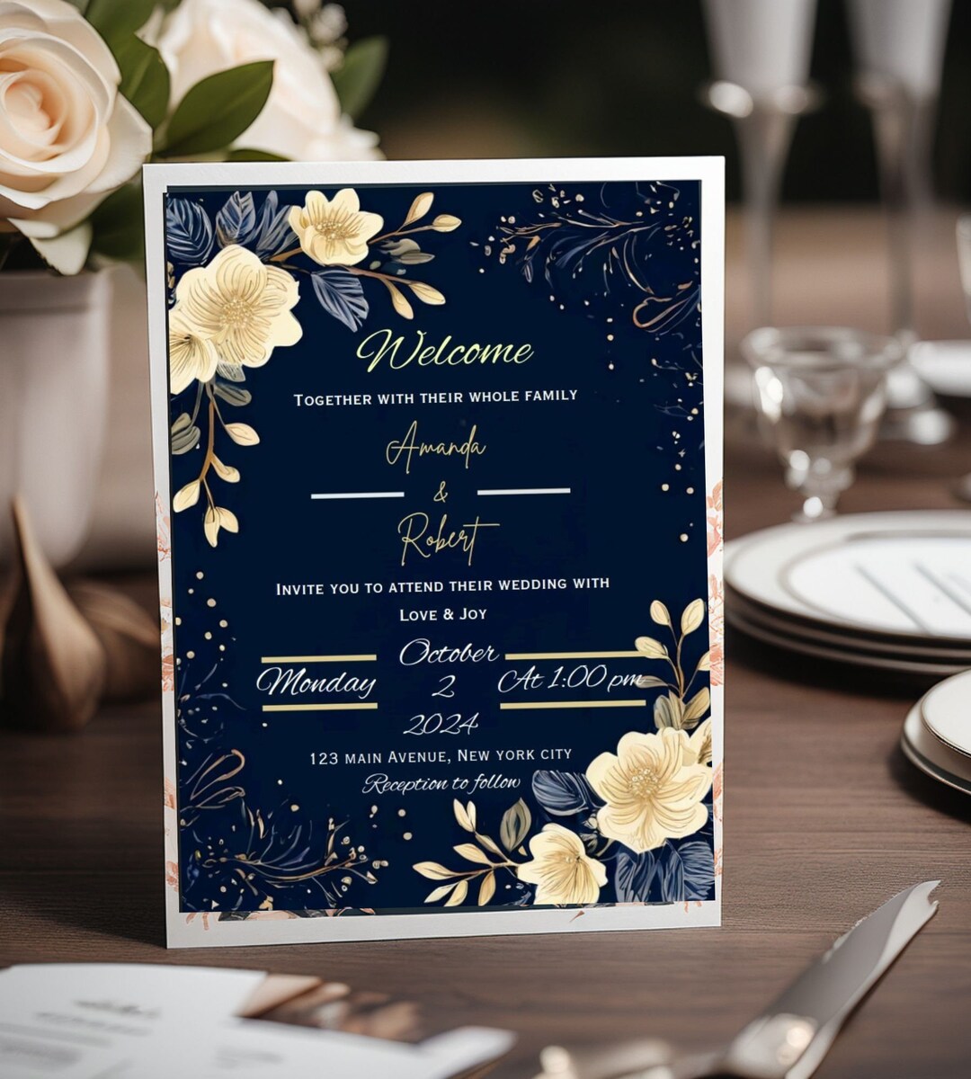 Elegant Wedding Invitation Templates Printable Digital Downloads ...