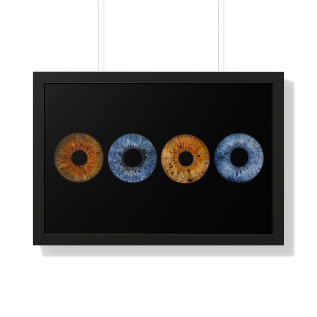 Framed Horizontal Poster Close up of Eye Iris on Black Background 2 ...