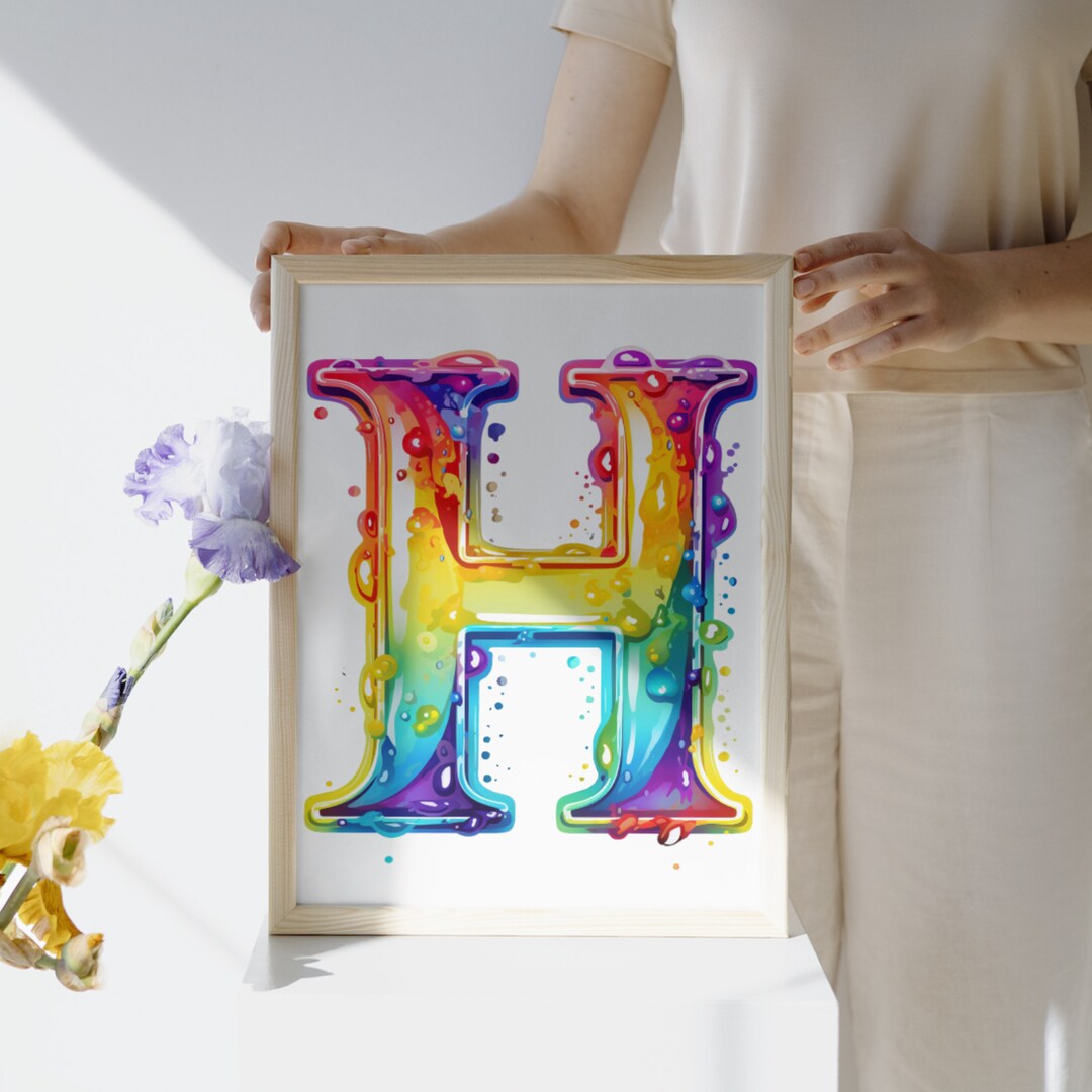Printable Funky Letter H X4 Paint Splash Font Four Multi - Etsy