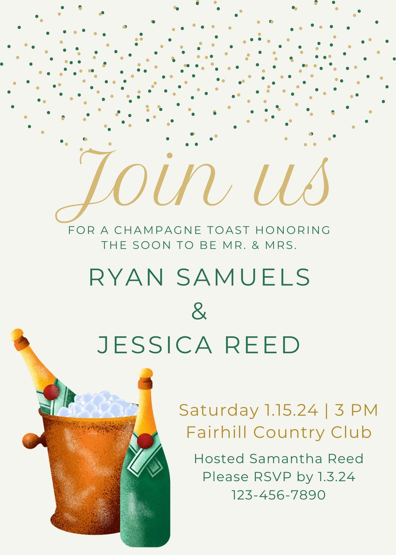 Champagne Toast Invitation - Instant Download - Etsy