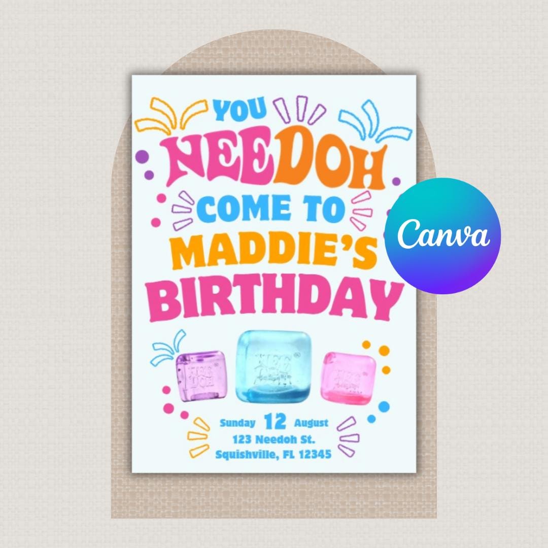 Needoh Birthday Invitation: Editable Invite Template (5x7" Digital ...