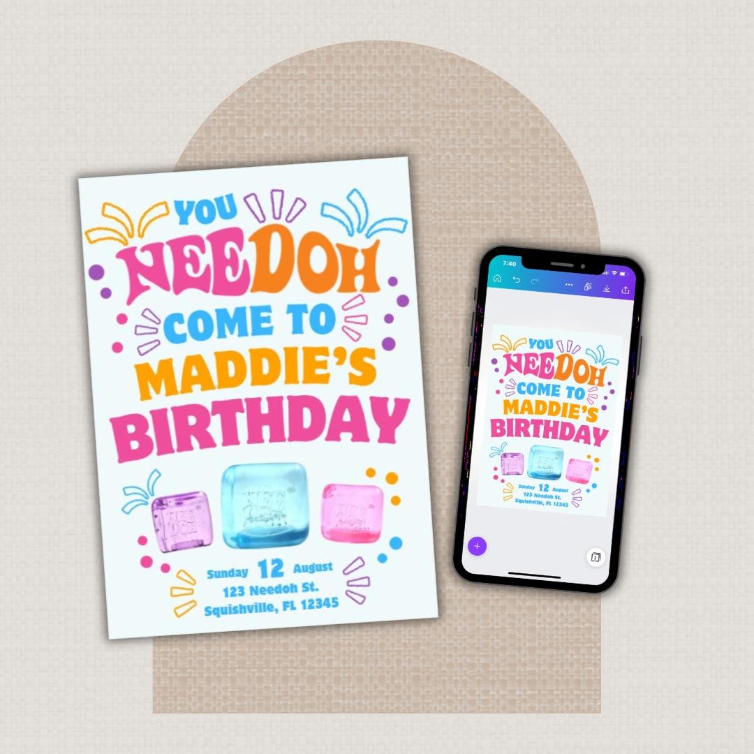 Needoh Birthday Invitation: Editable Invite Template (5x7" Digital ...