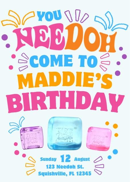 Needoh Birthday Invitation: Editable Invite Template (5x7" Digital ...