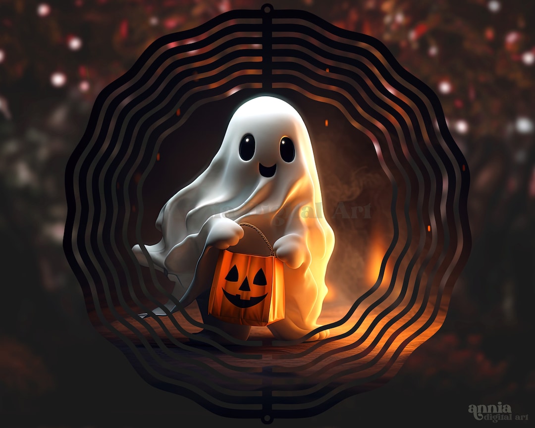 3D Halloween Wind Spinner PNG, Cute Ghost Halloween Sublimation Design ...