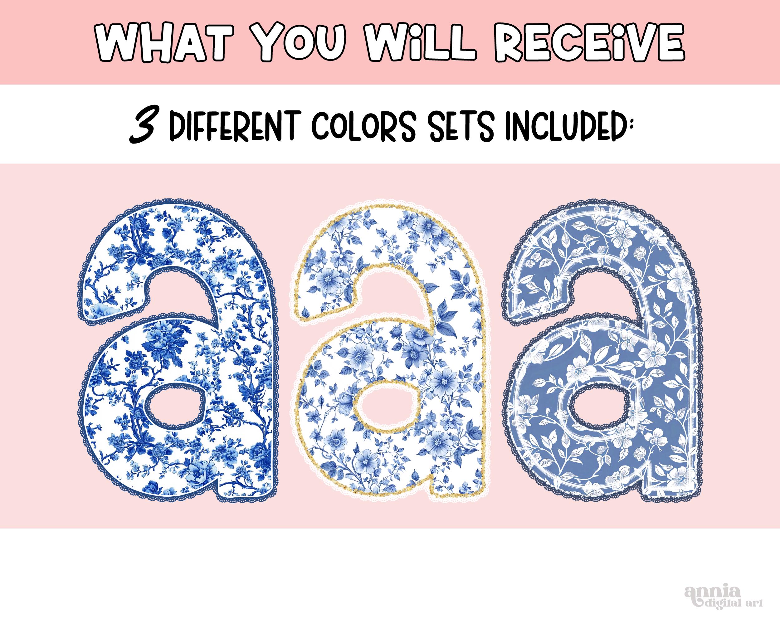 Chinoiserie Doodle Alpha Pack PNG, Lace Blue Toile Alphabet Letters ...