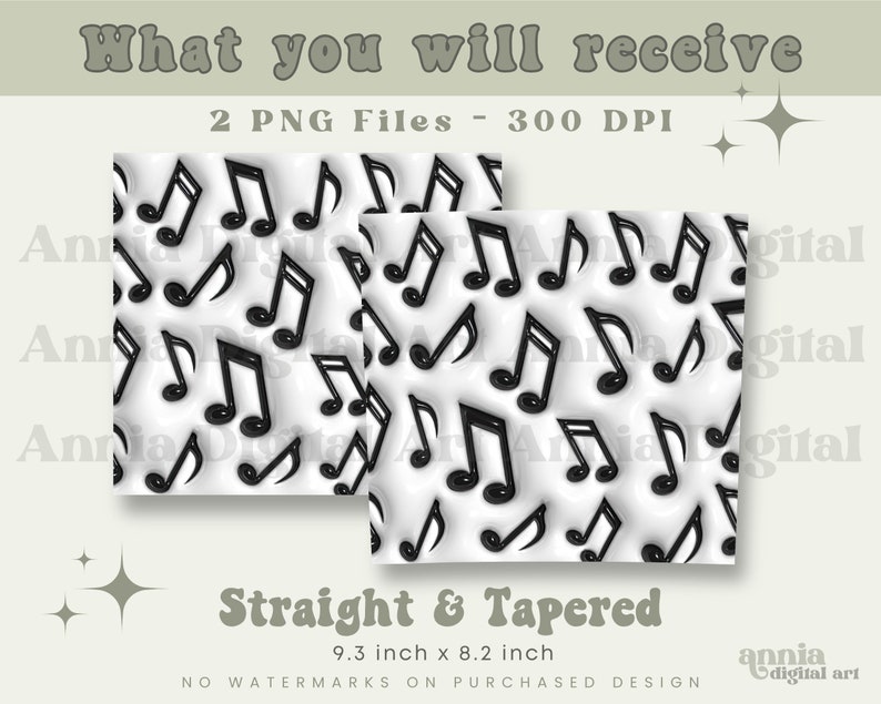 3D Music Notes Tumbler Wrap Musical Notes Inflated Puffy 20oz - Etsy