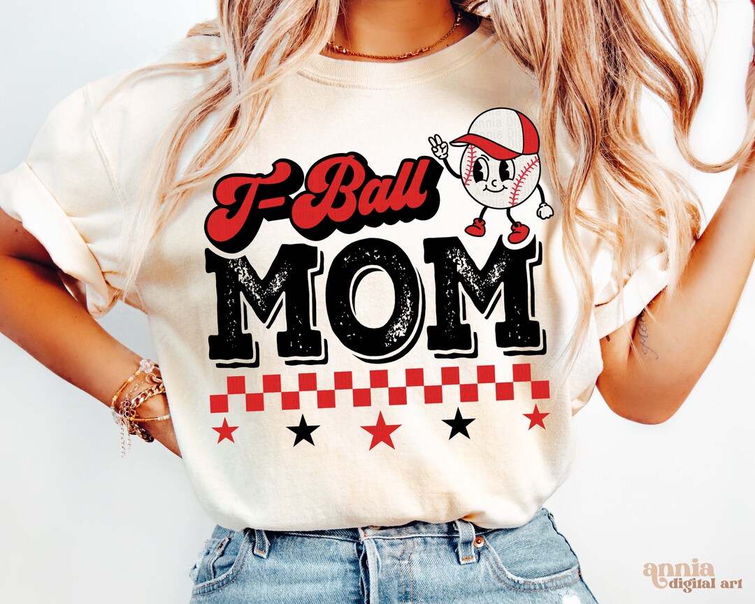 T-ball Mom PNG, Distressed Tee Ball Mama Shirt Sublimation Design ...