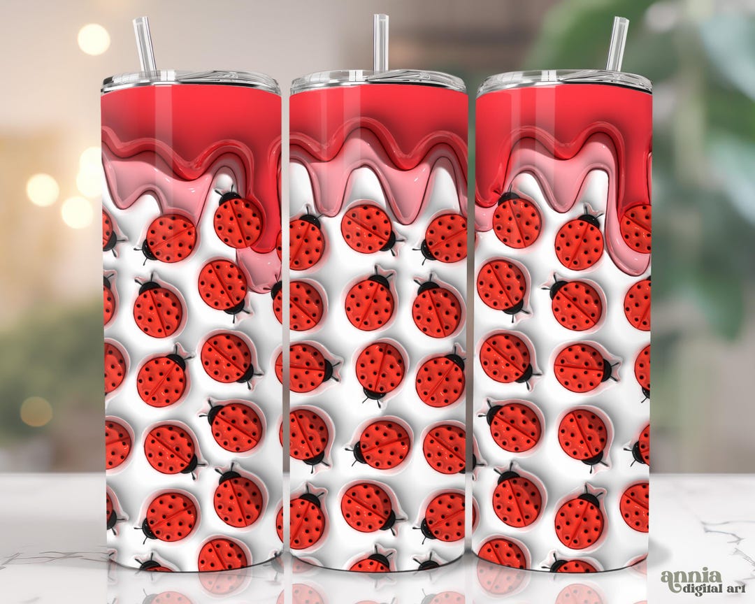 3D Inflated Ladybugs Tumbler Wrap, Puffy Lady Bug 20oz Skinny Tumbler ...
