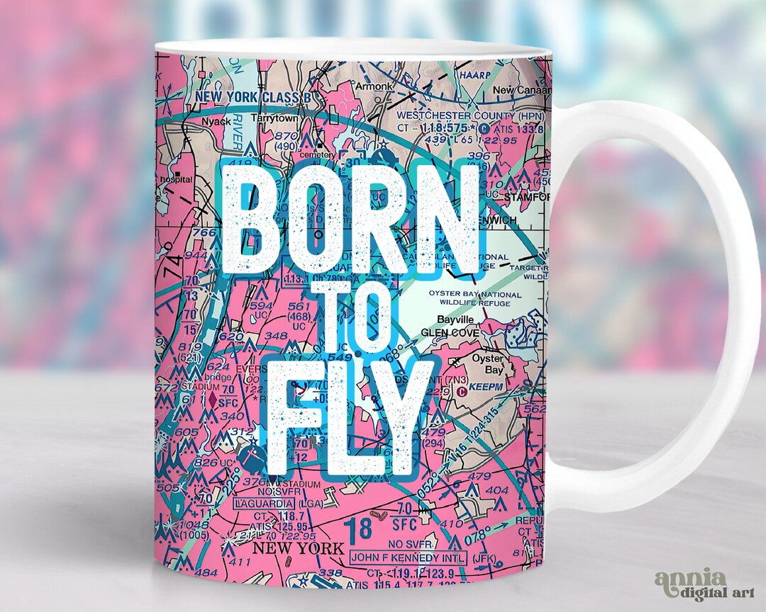 Born to Fly Mug Wrap, Female Pilot Mug Sublimation Design, Pink ...