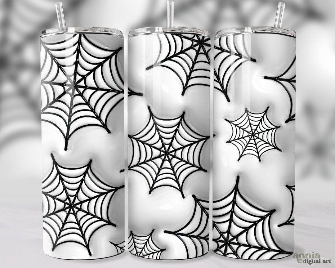 3D Spider Web Tumbler Wrap, Inflated Halloween 20oz Skinny Tumbler ...