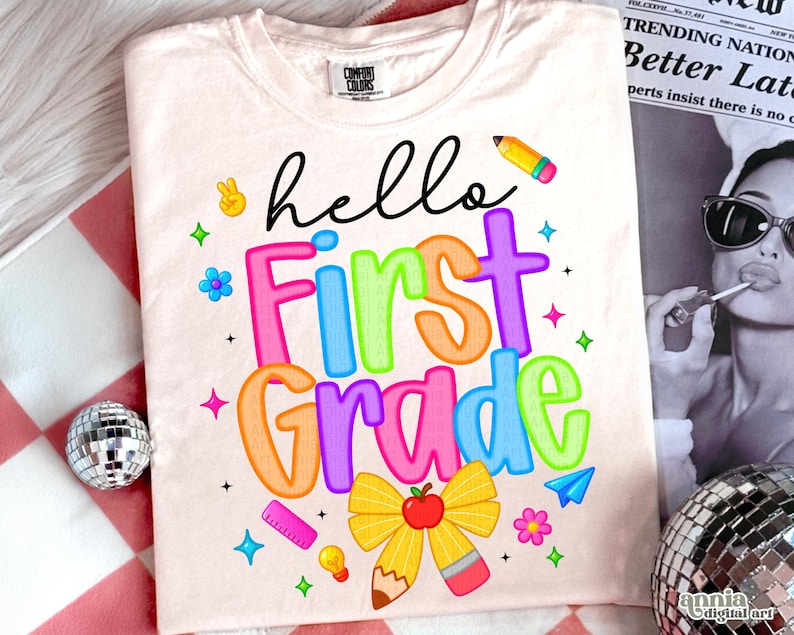 Hello First Grade Png, Back to School PNG, Teacher First Day 1st Grade ...
