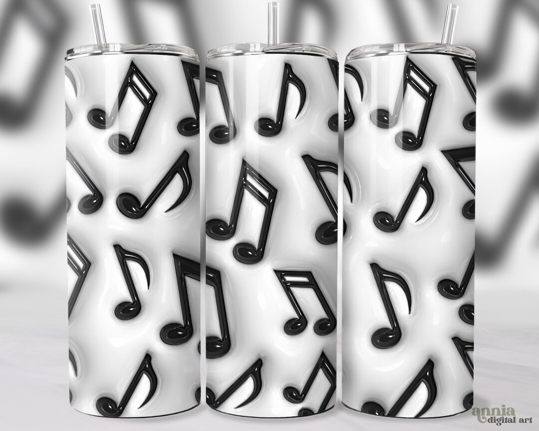 3D Music Notes Tumbler Wrap, Musical Notes Inflated Puffy 20oz Skinny ...