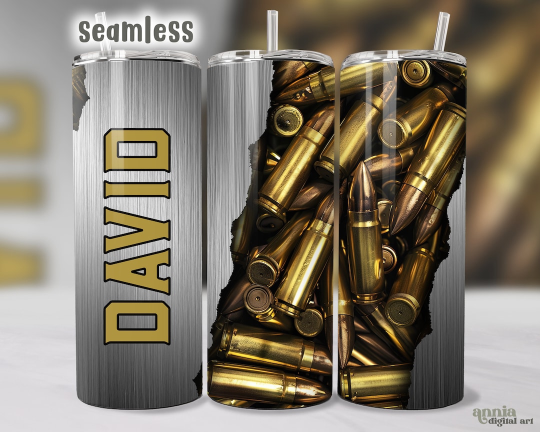 3D Ammo Bullets Add Name Tumbler Wrap, Army Veteran Soldier 20oz Skinny ...