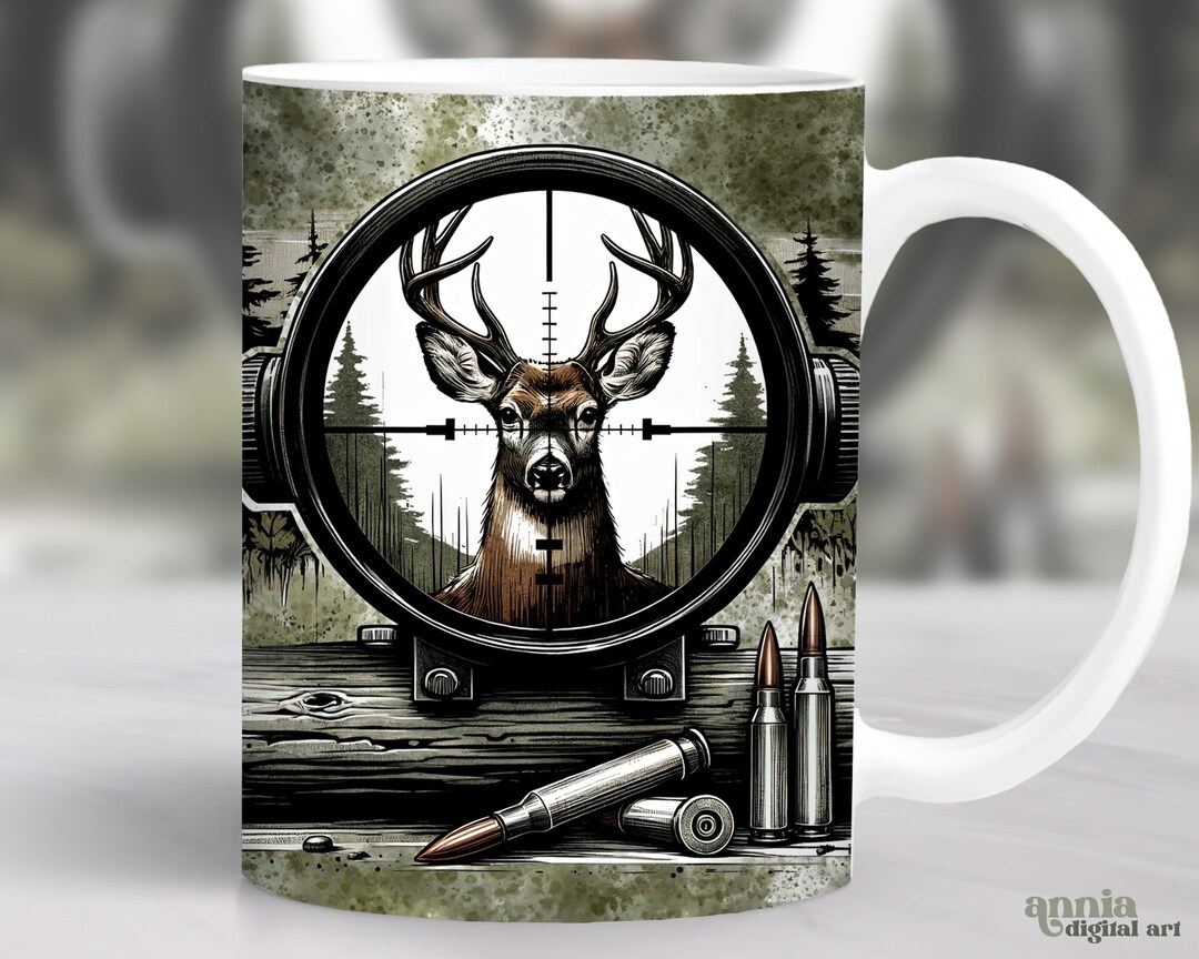 Deer Hunting Mug Wrap, Hunter Mug Sublimation Design for Men, Woods ...