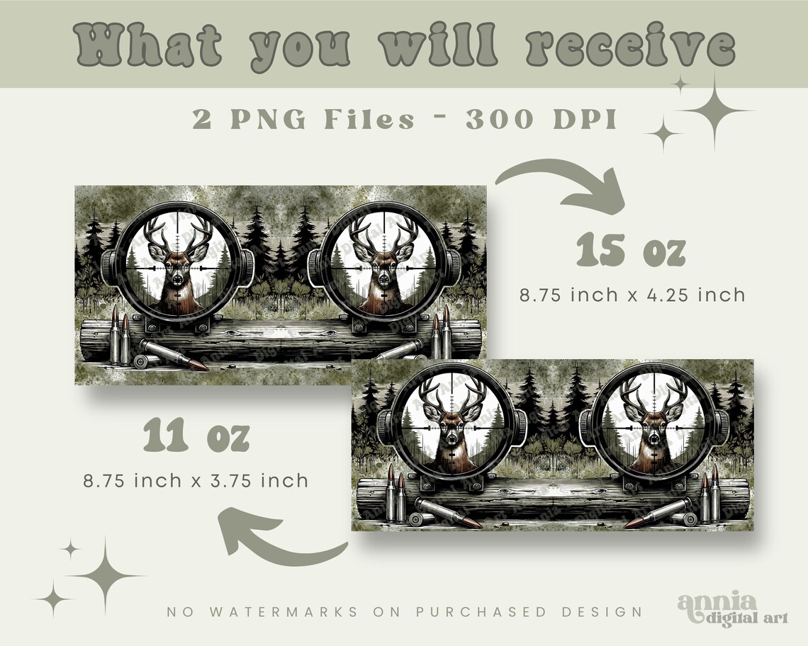 Deer Hunting Mug Wrap, Hunter Mug Sublimation Design for Men, Woods ...