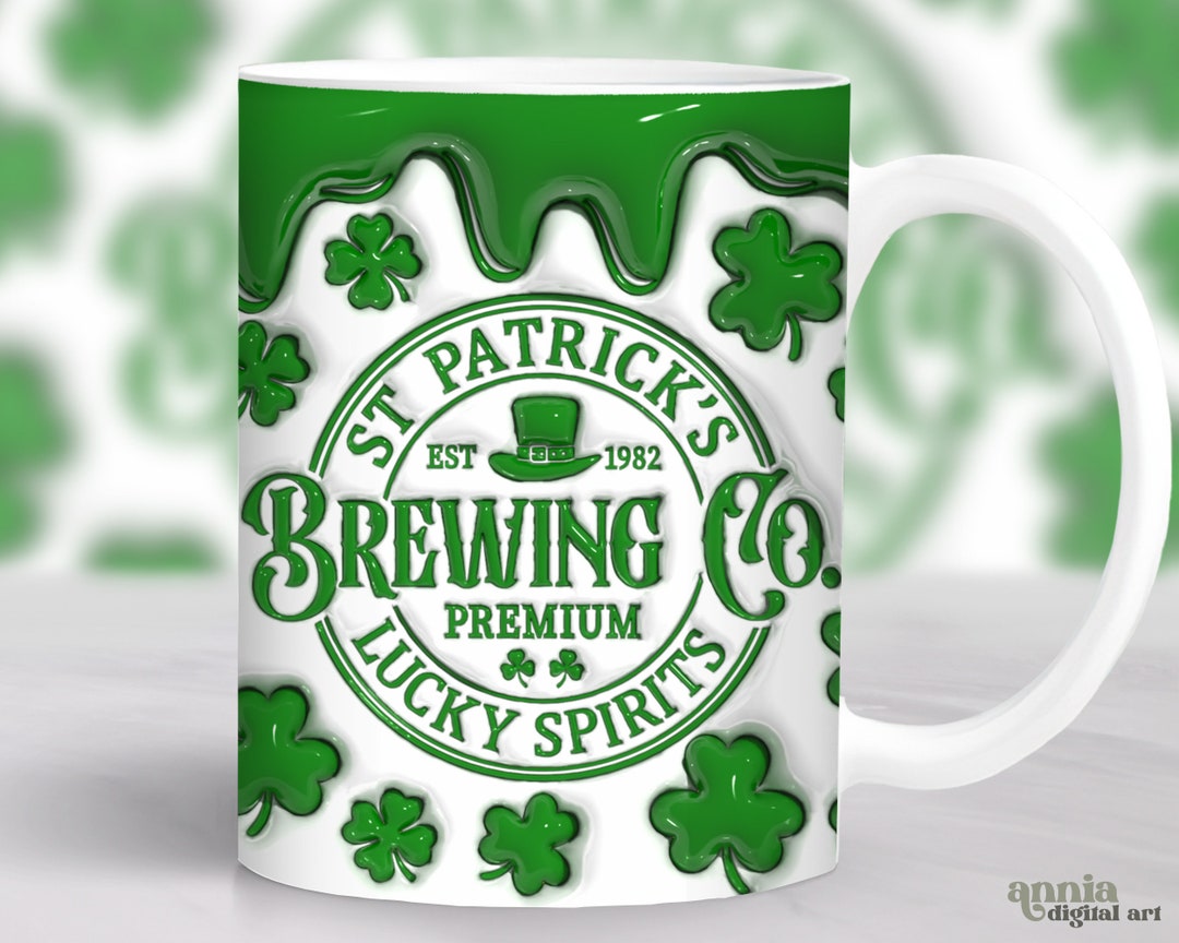 3D St Patrick's Day Mug Wrap, Inflated St Paddy's Mug Sublimation ...