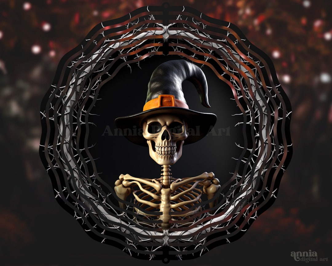 3D Skeleton Halloween Wind Spinner PNG, Spooky Halloween Sublimation ...
