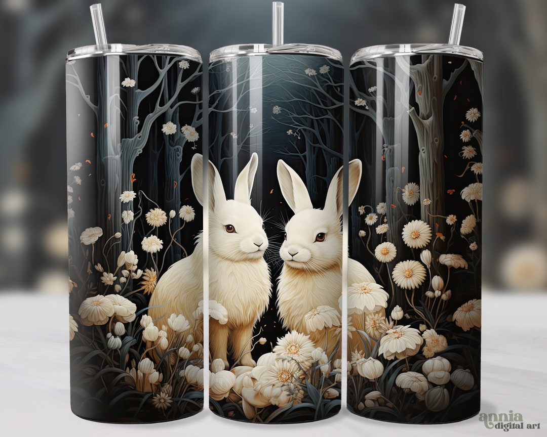 Floral Bunny Tumbler Wrap, Easter Bunnies 20oz Skinny Tumbler ...