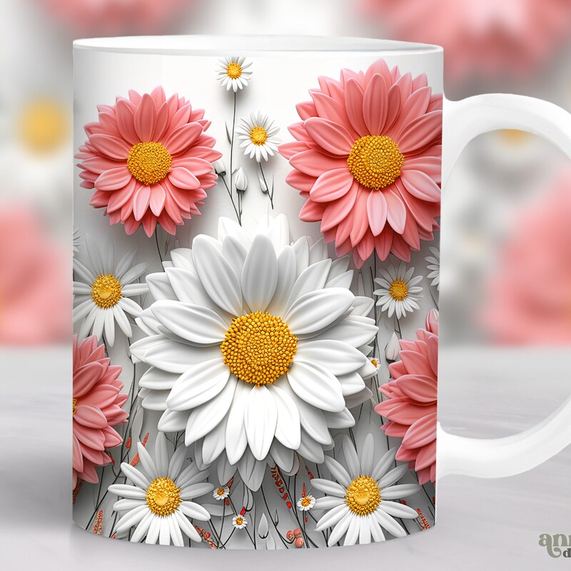 Pink Daisy Mug - Etsy UK