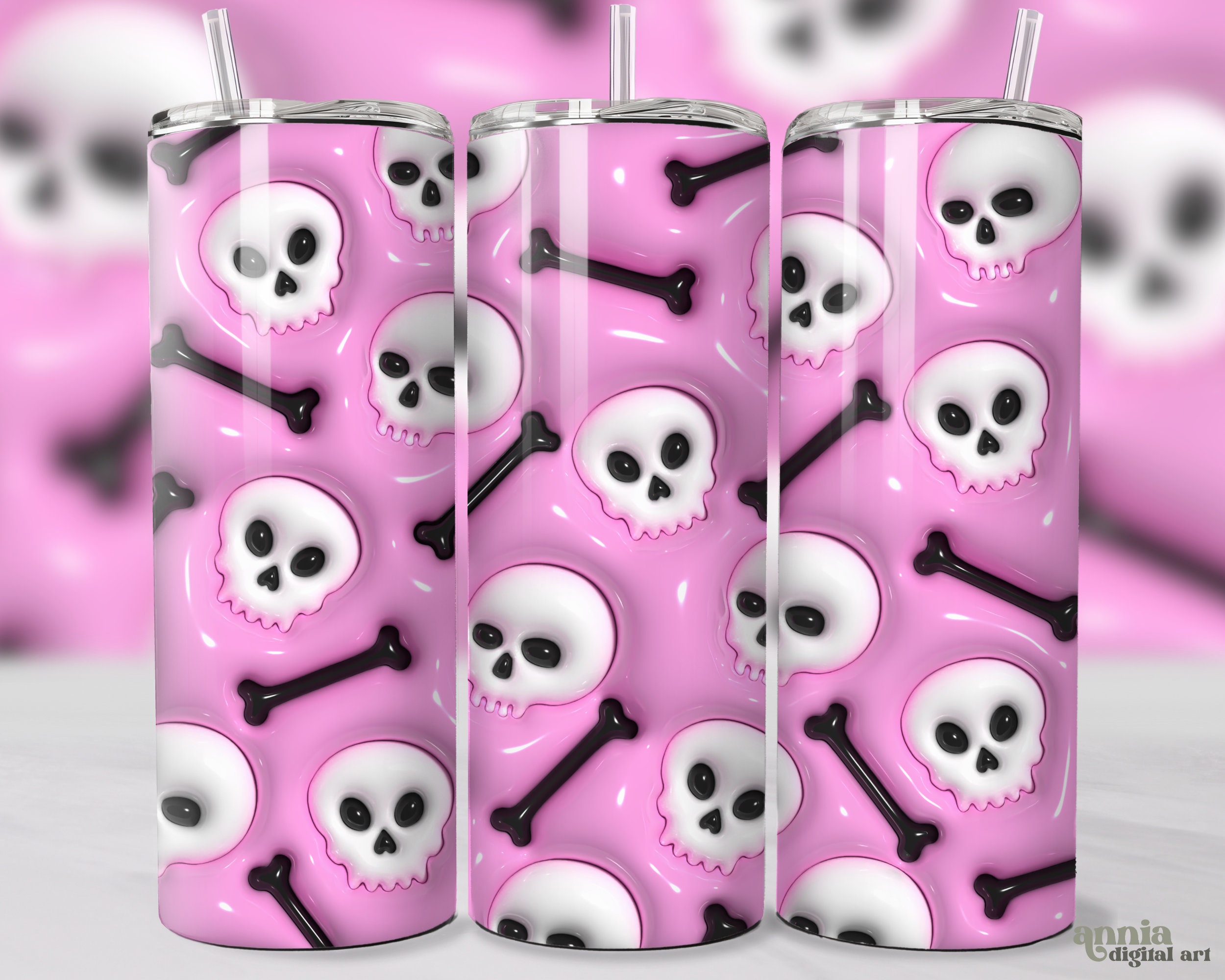 3D Inflated Skull Tumbler Wrap Puffy Halloween 20oz Skinny - Etsy