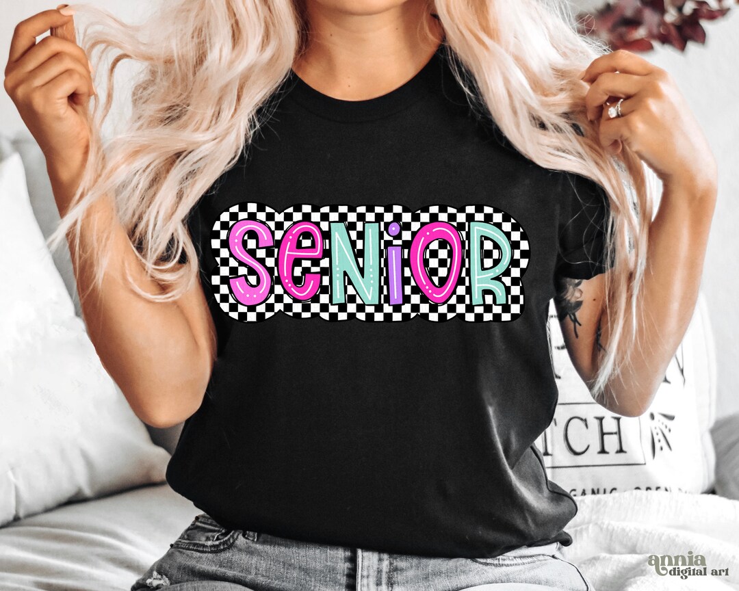 Checkered Senior PNG, Graduation Shirt Sublimation Design, Bright Retro ...