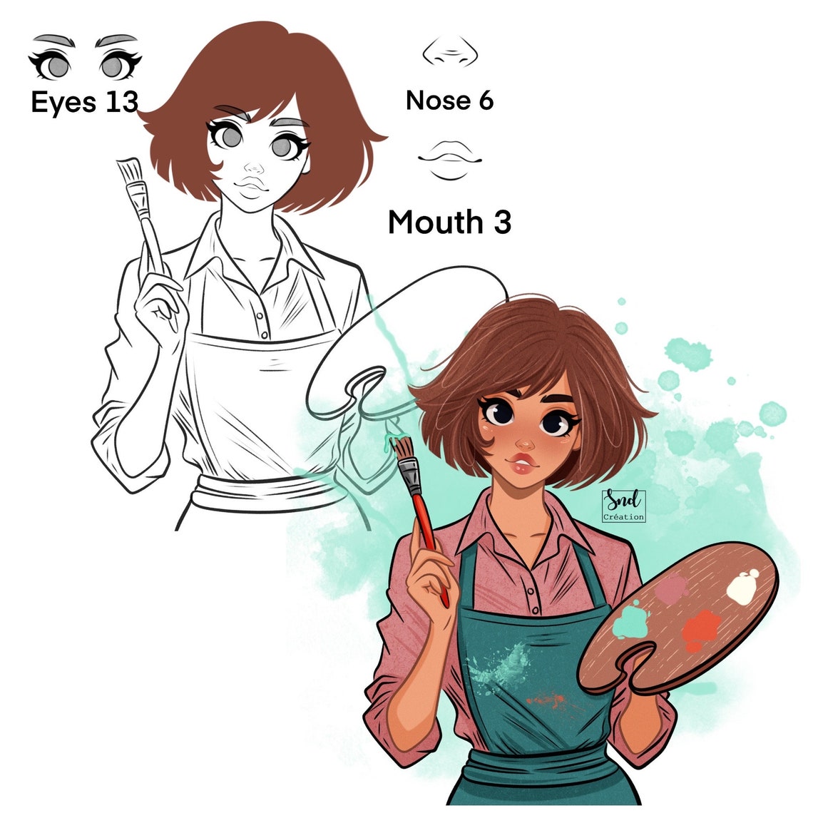 Eyes, Noses and Mouths for Cartoon Style Portrait, Procreate. Eyes ...