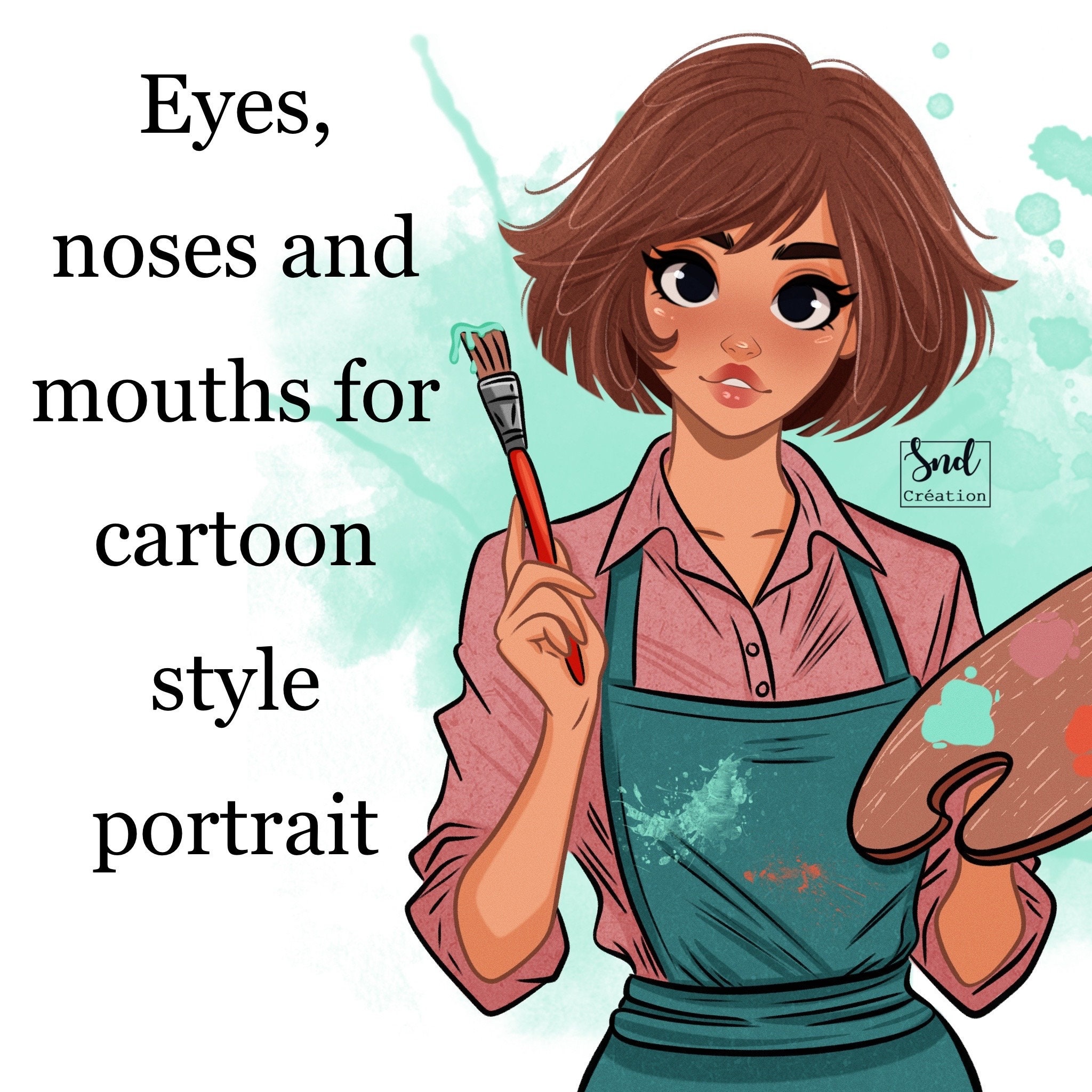 Eyes, Noses and Mouths for Cartoon Style Portrait, Procreate. Eyes ...
