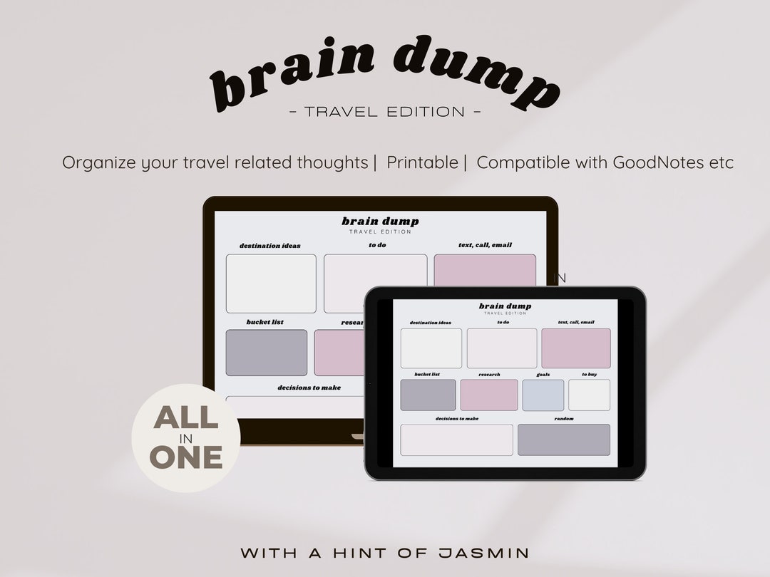 Brain Dump Travel Template | Printable + Digital Planner | Goodnotes ...