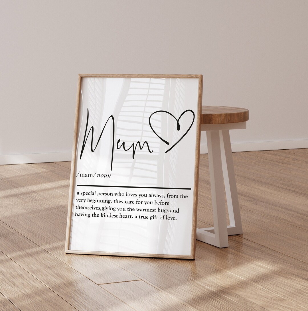 Mum Definition Mom Present Printable Wall Art Mum Gift Mum Birthday ...