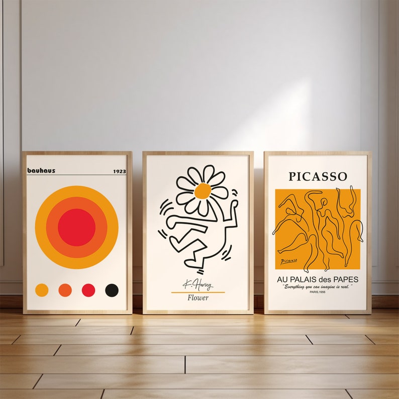 Gallery Wall Art Set of 3 Prints,keith Haring Print, Bauhaus Print ...