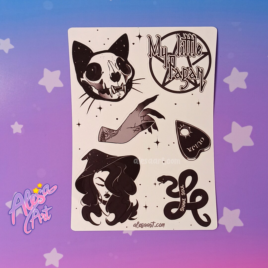 Wicca Sticker Sheet Kawaii Wiccan Designs Original Art - Etsy