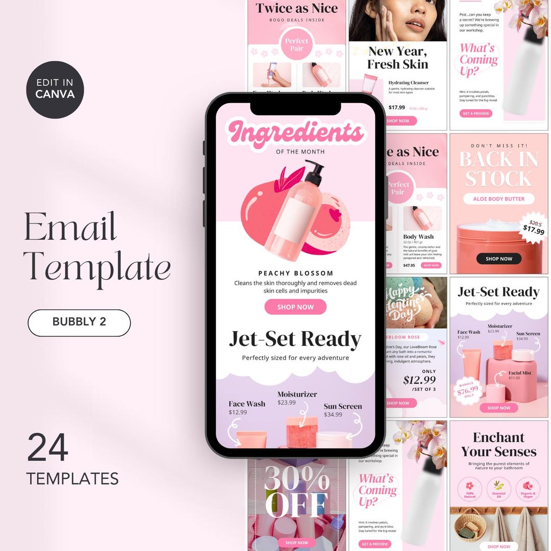 Soap Business Email Template: Pink Canva Newsletter (24-page Digital ...