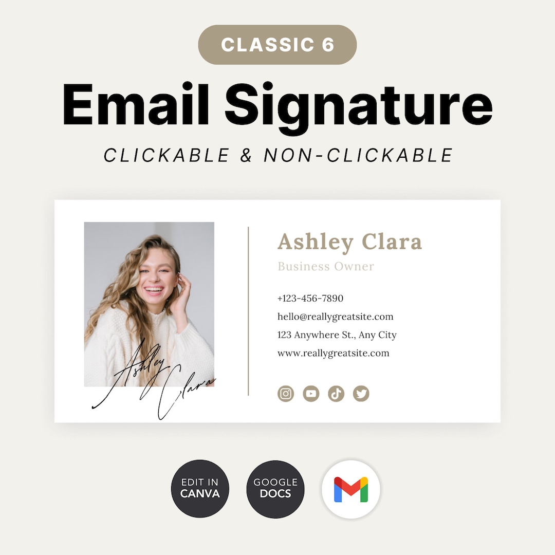 Professional Digital Email Signature for Business Owners, Gmail Digital ...