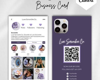 Scrunchie IG Business Card Template, 2025 Instagram Business Card Canva ...
