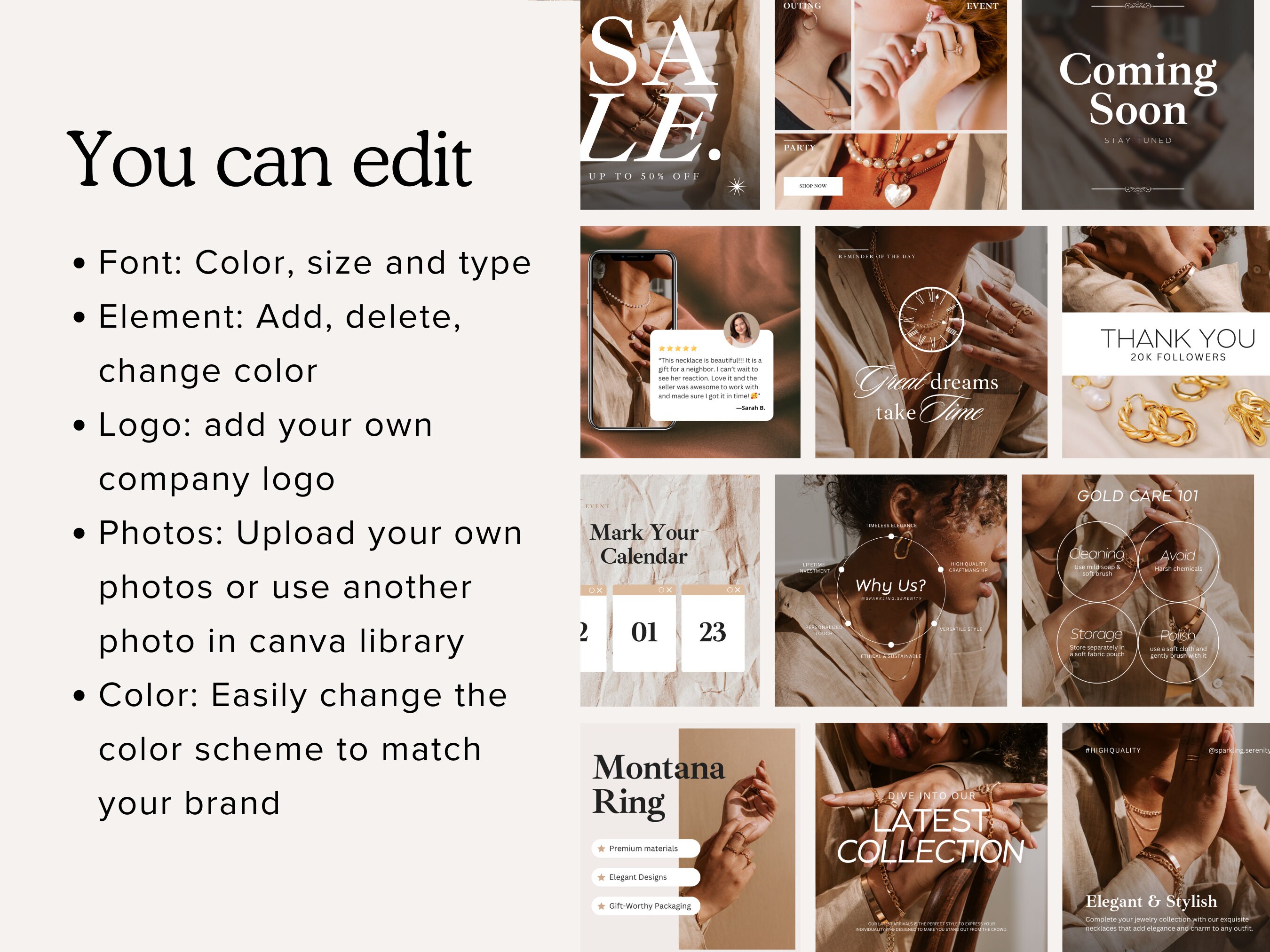 30 Jewelry Instagram Post Template, Jewelry Store Marketing, Jewelry ...