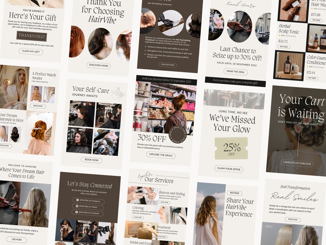 Hair Email Template, Hair Stylist Canva Template, Hairdresser Salon ...
