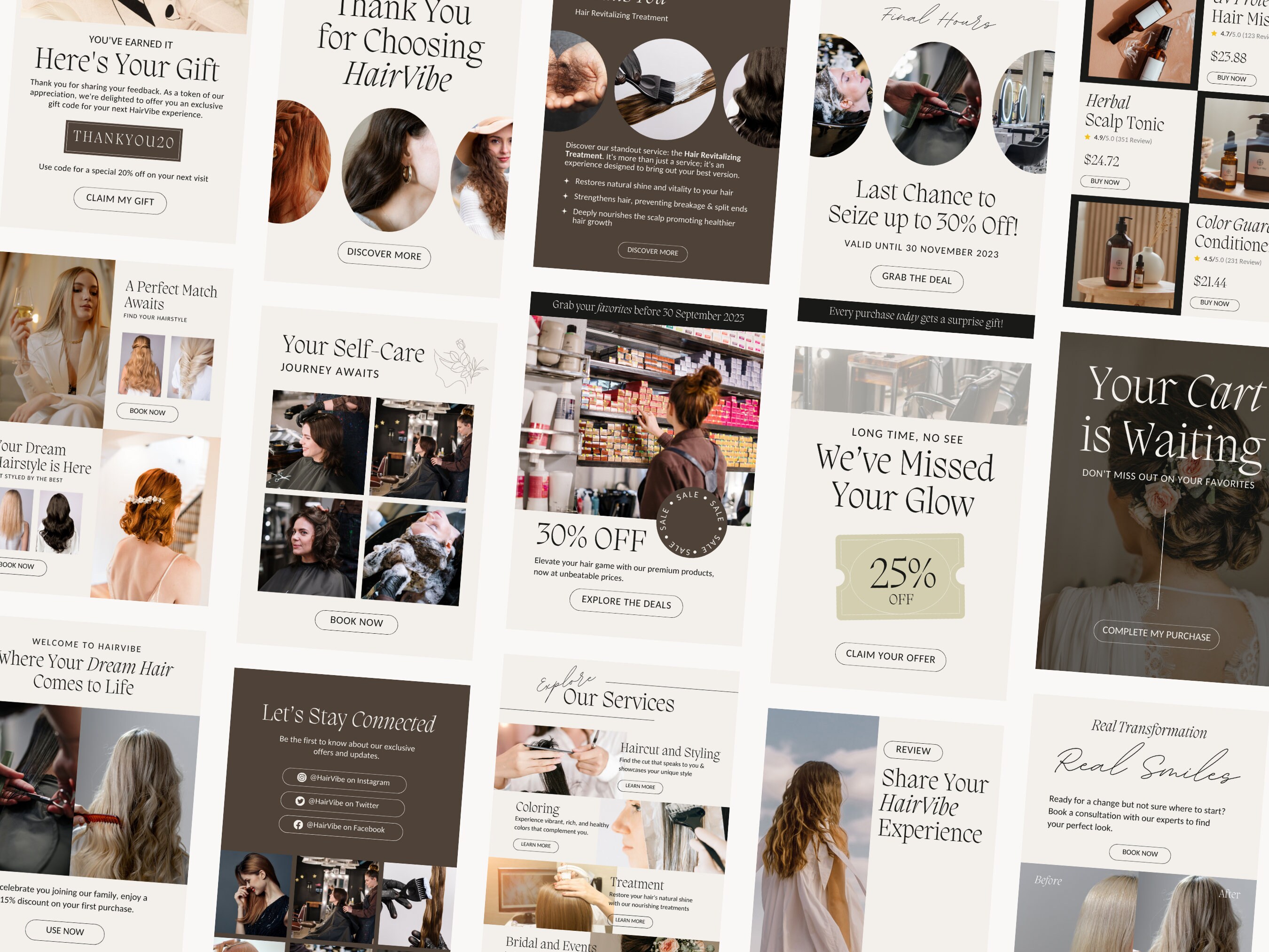 Hair Email Template, Hair Stylist Canva Template, Hair Salon Email ...