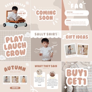 Kids Fashion Brand Instagram Posts Template, Children's Clothing Canva ...