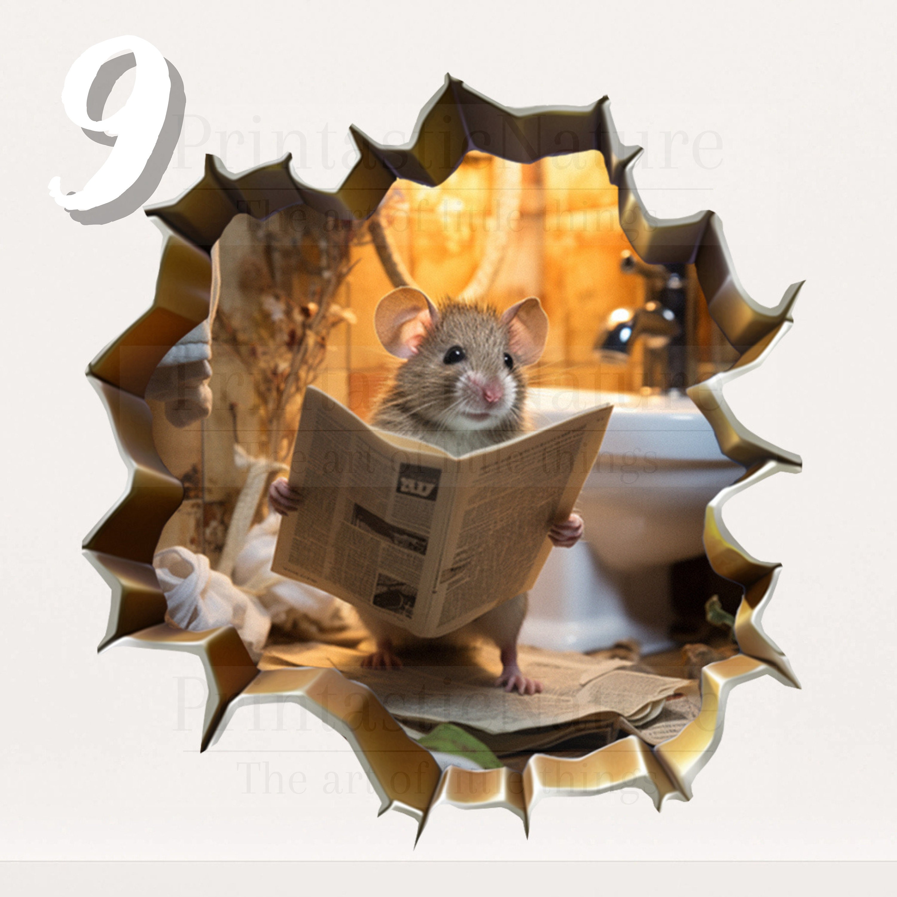 Mouse Hole 3D Wall Sticker, Teacher Gift, Book Lover, Mouse Reading ...